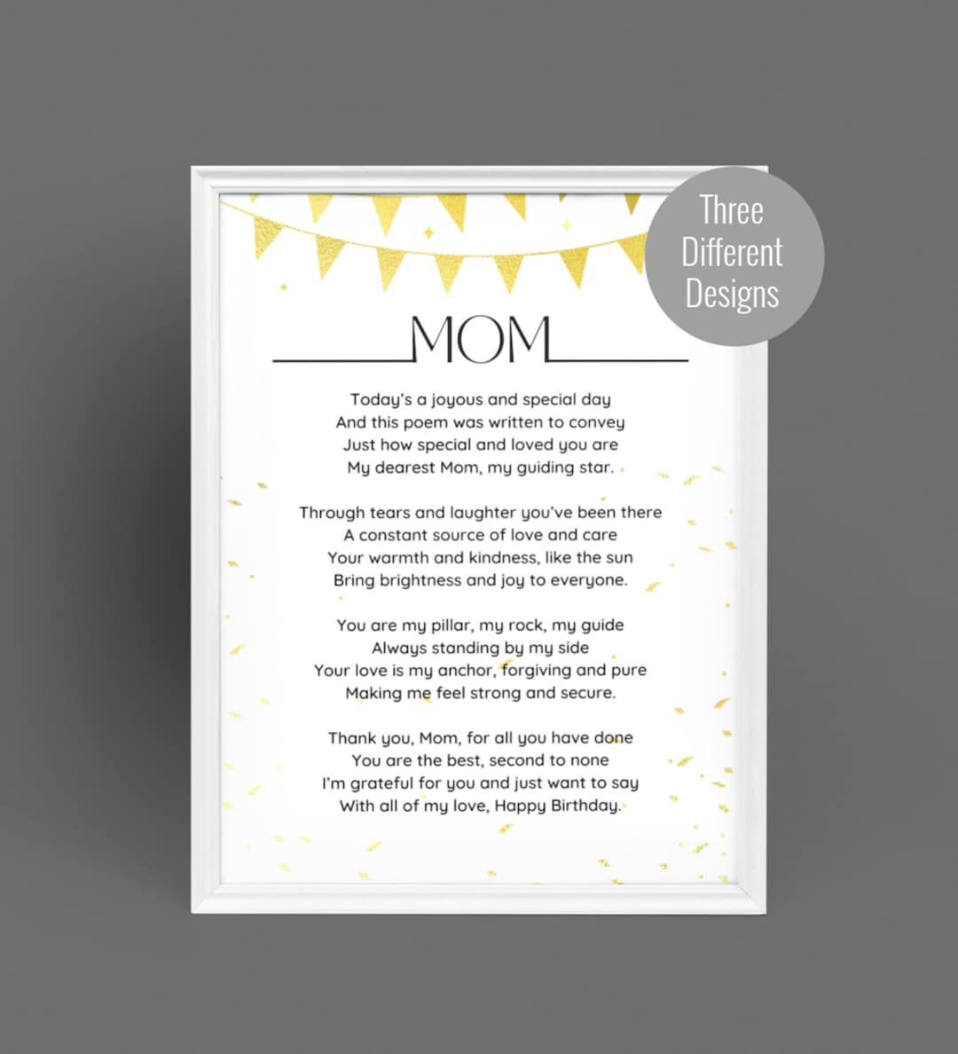 Mom Birthday Poem Digital Download, Poem for Mother, Birthday Gift for ...