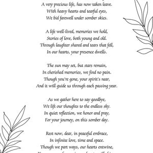 Uplifting Funeral Poem, Short Poems for Funerals, Memorial Poems to ...