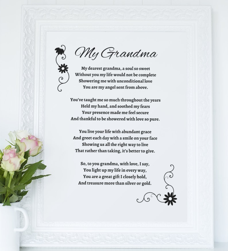 Grandmother Poem Art Print, Nana Birthday Gift (digital Download) - Etsy
