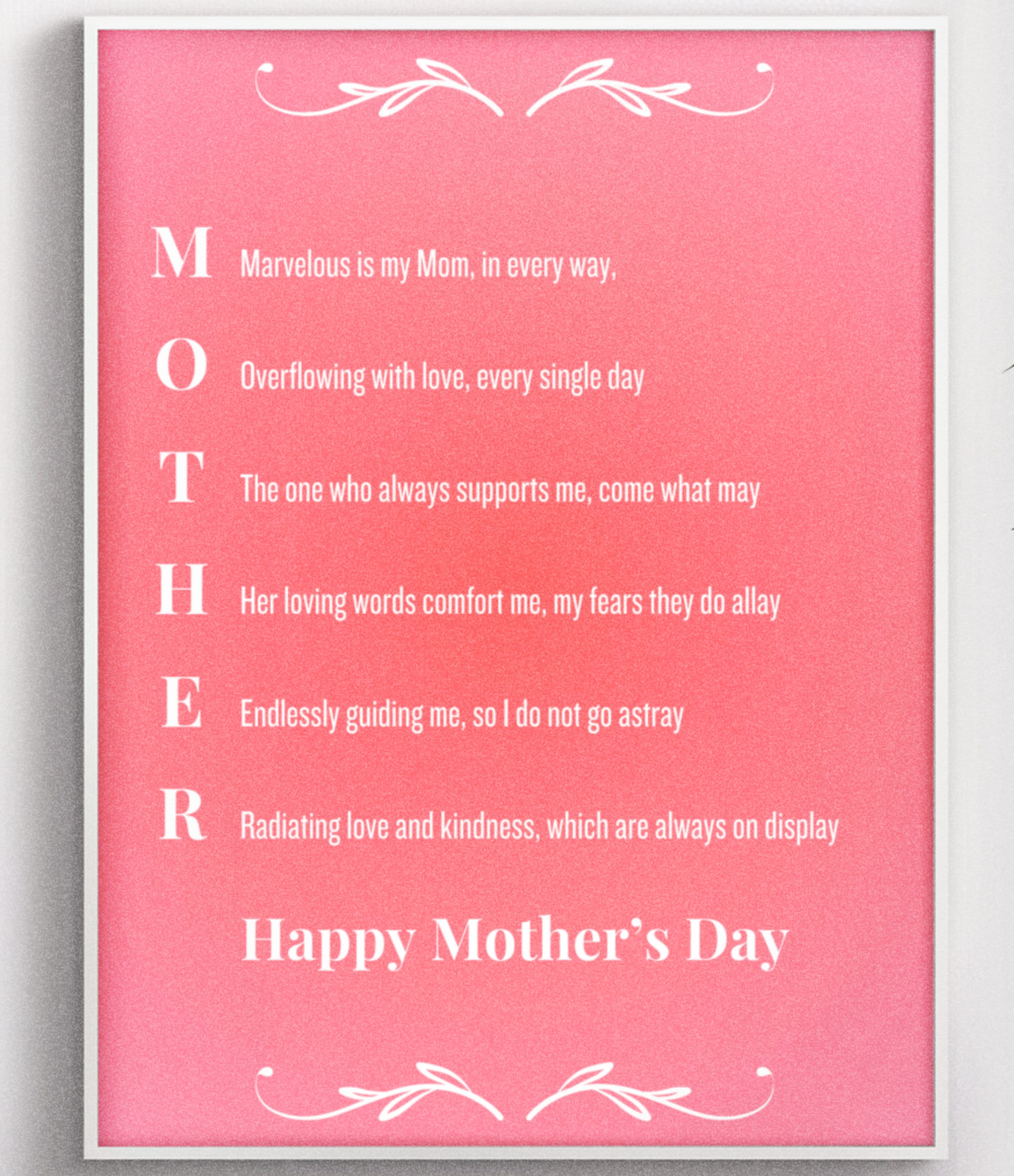 Acrostic Mother's Day Poem for Mom Digital Download Printable, Mother's ...