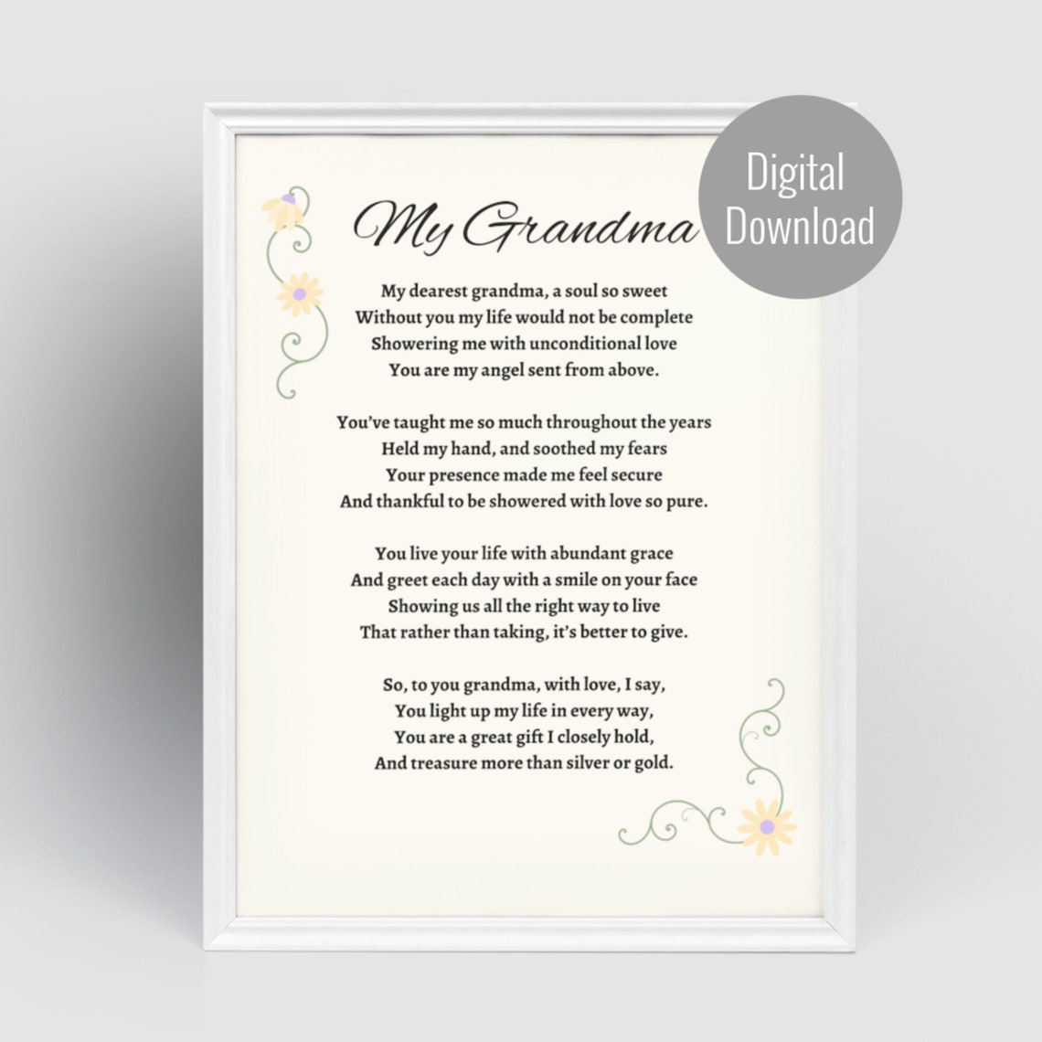 Grandmother Poem, Original Birthday Grandma Poem Art, Grandmother Poems ...
