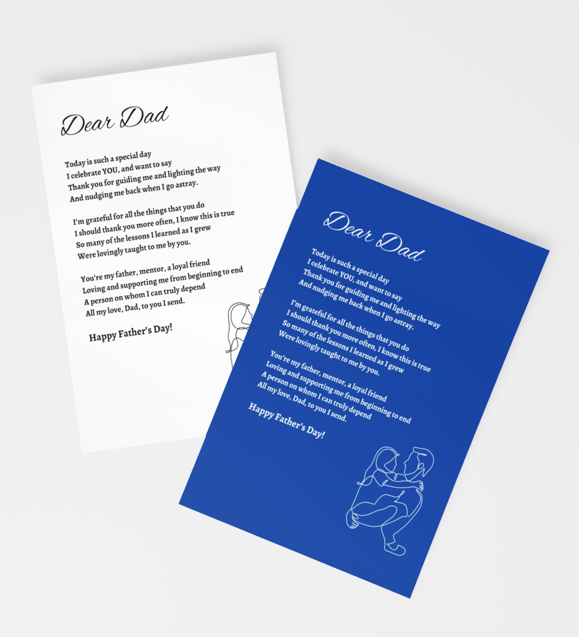 Father's Day Poem Printable Card, Father's Day Quote Card With Message ...