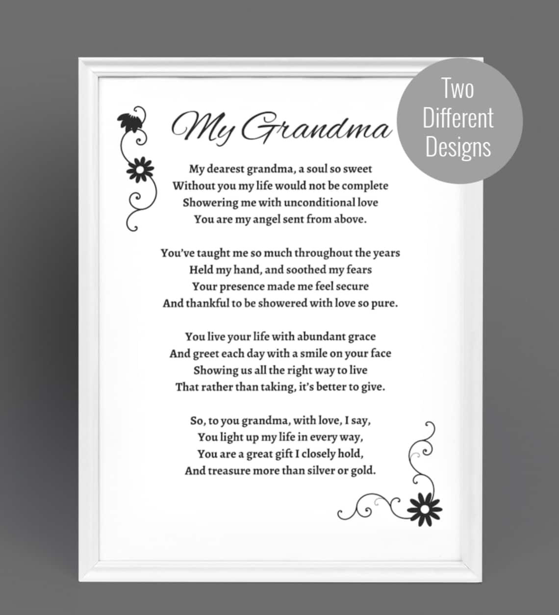 Grandmother Poem, Original Birthday Grandma Poem Art, Grandmother Poems ...