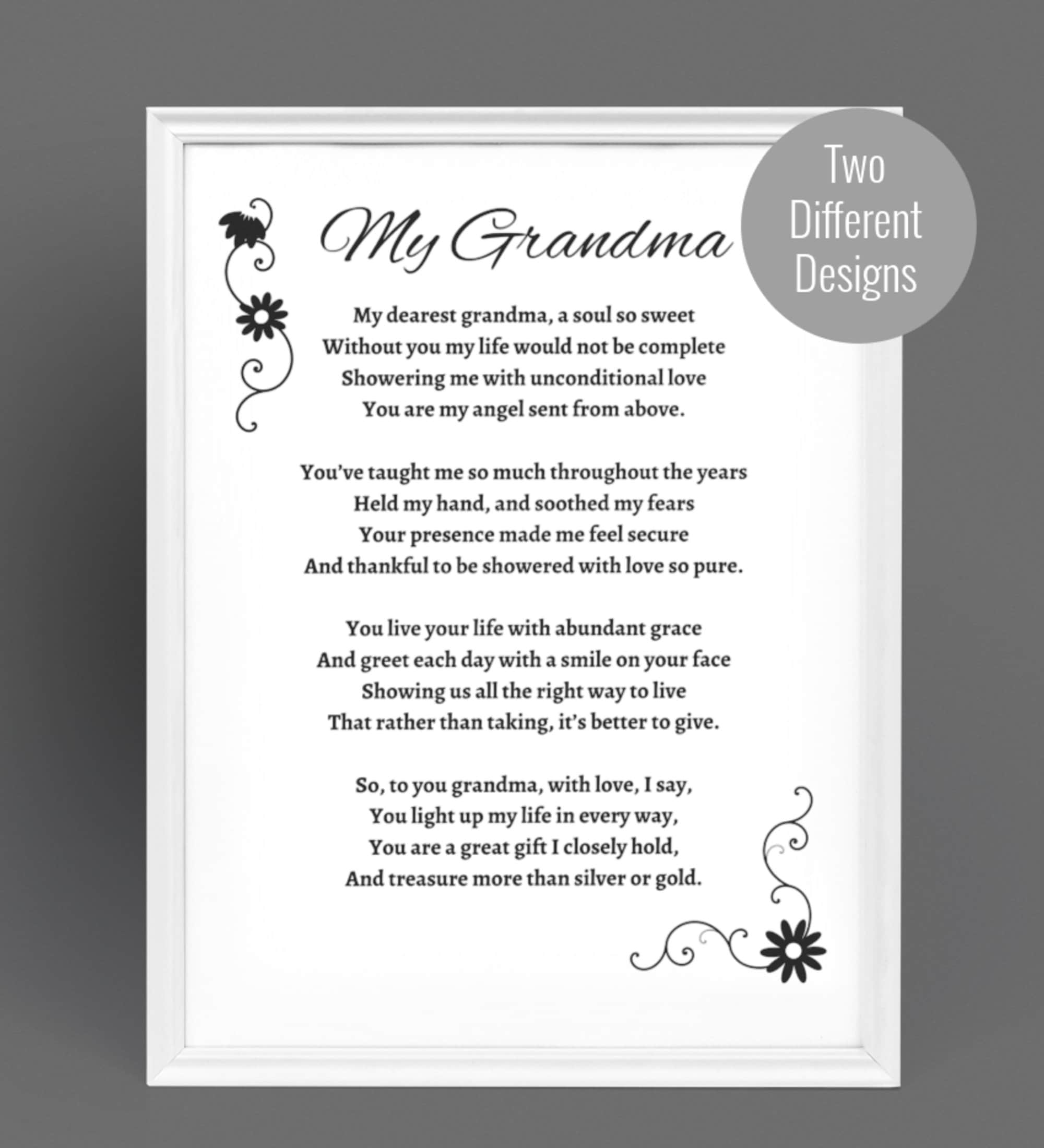 Grandmother Poem, Original Birthday Grandma Poem Art, Grandmother Poems ...