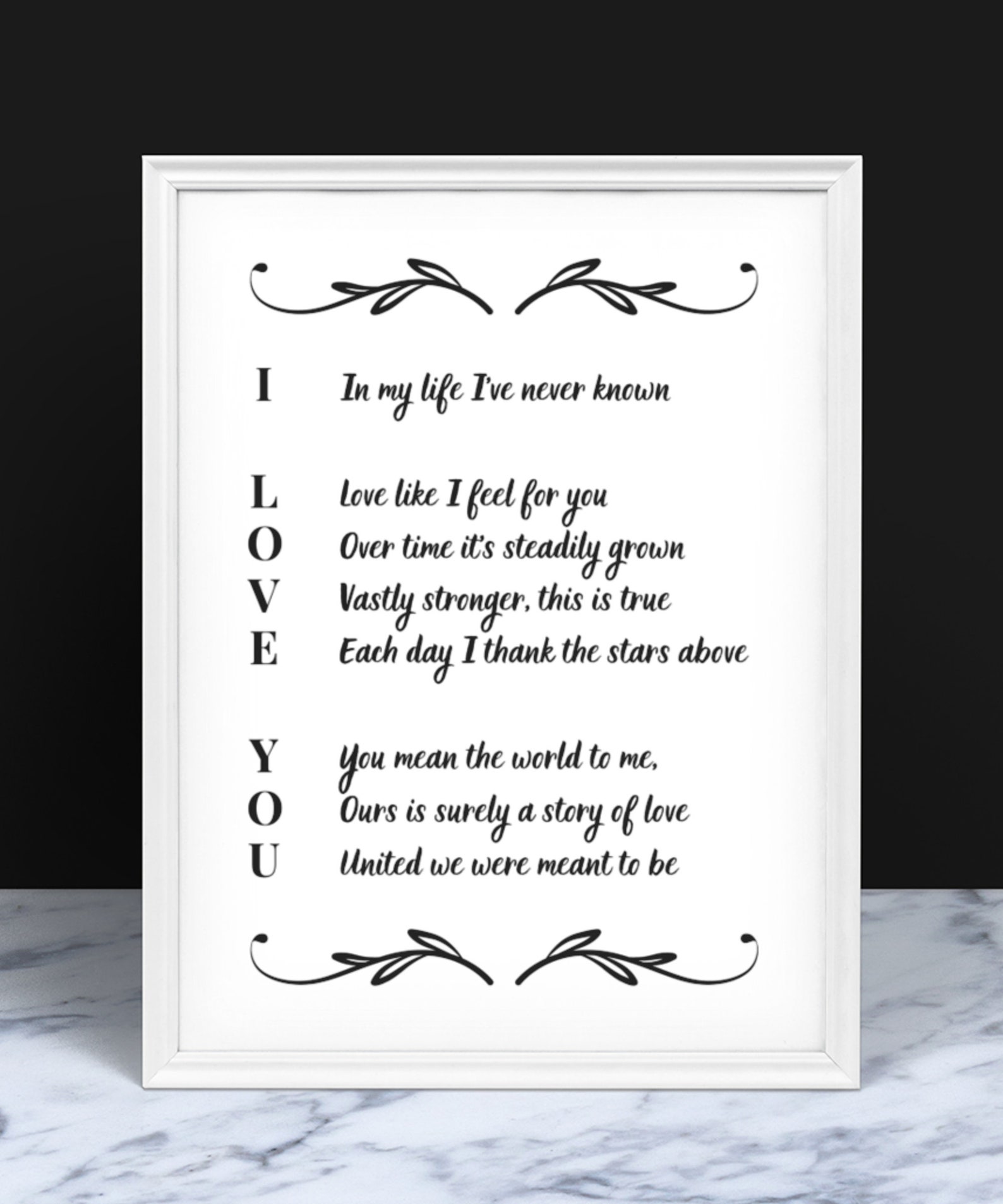 Acrostic I Love You Poem Print, Romantic Gift (digital Download) - Etsy