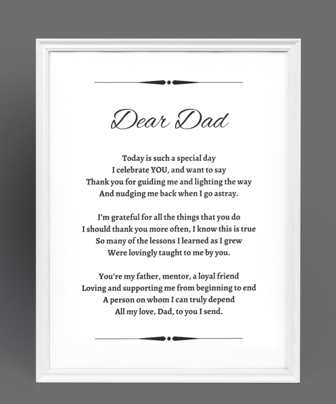 Original Dad Poem, Father Poem Digital Download Printable, Poems for ...