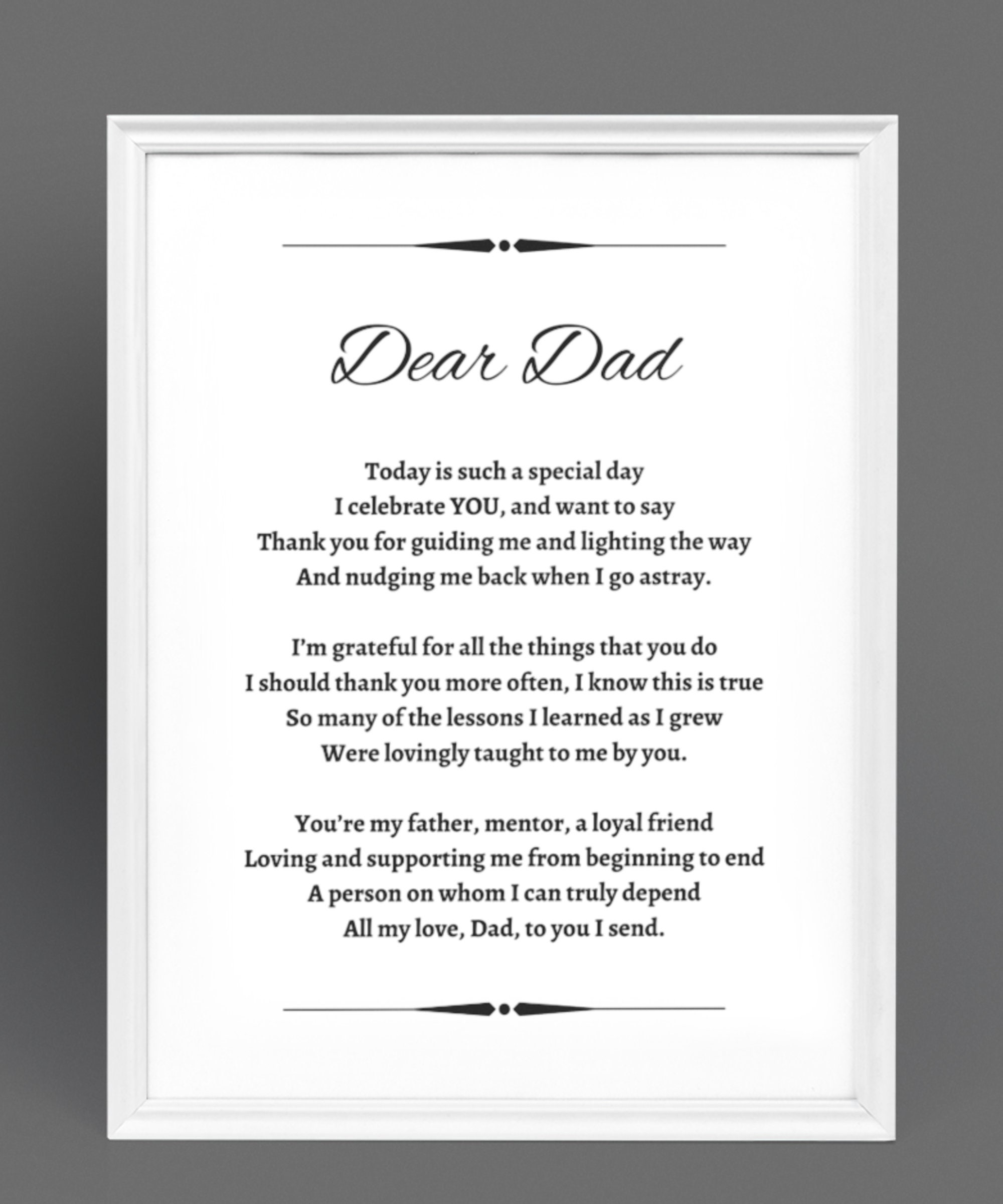 Original Dad Poem Father Poem Digital Download Printable - Etsy UK