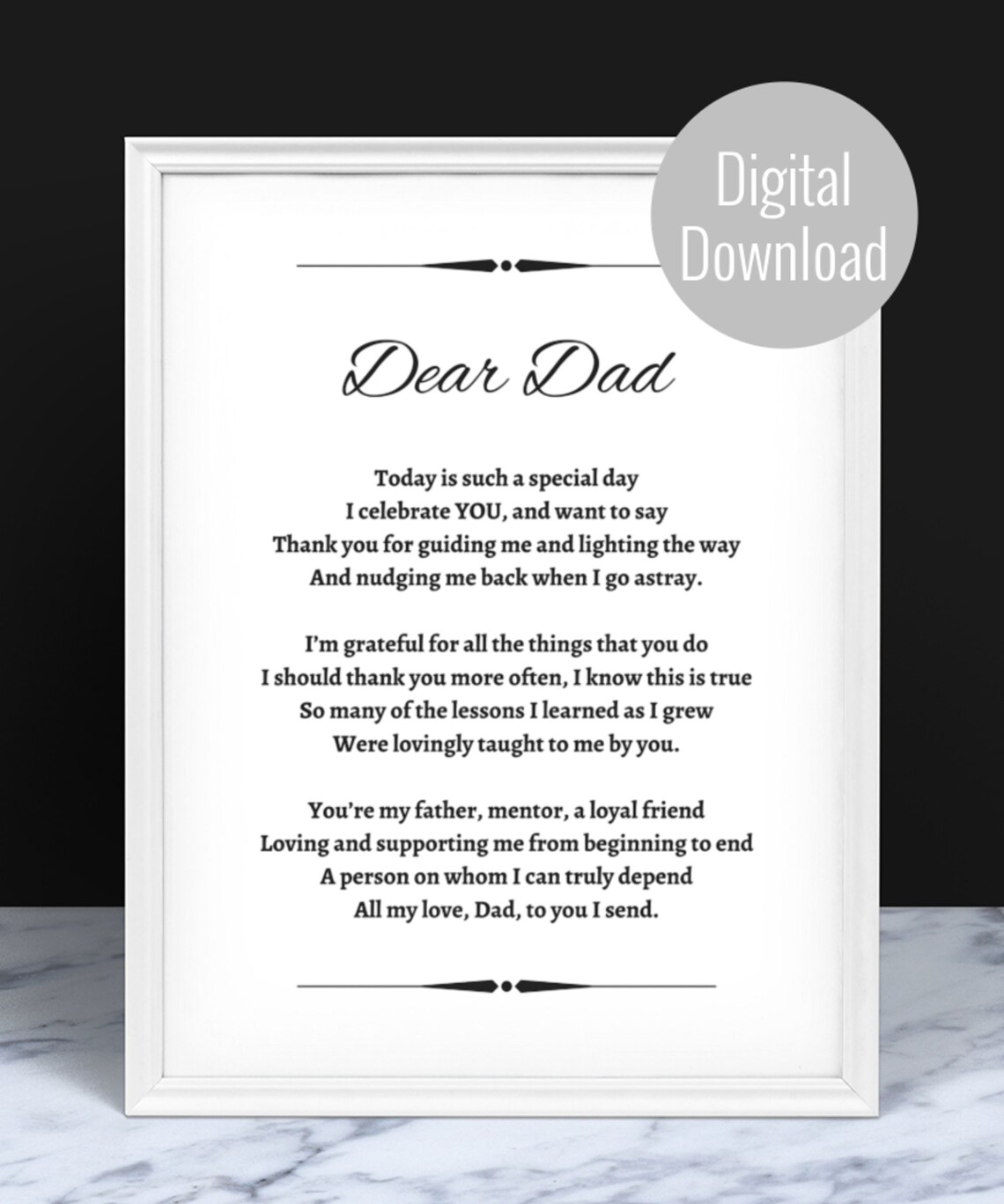 Original Dad Poem, Father Poem Digital Download Printable, Poems for ...