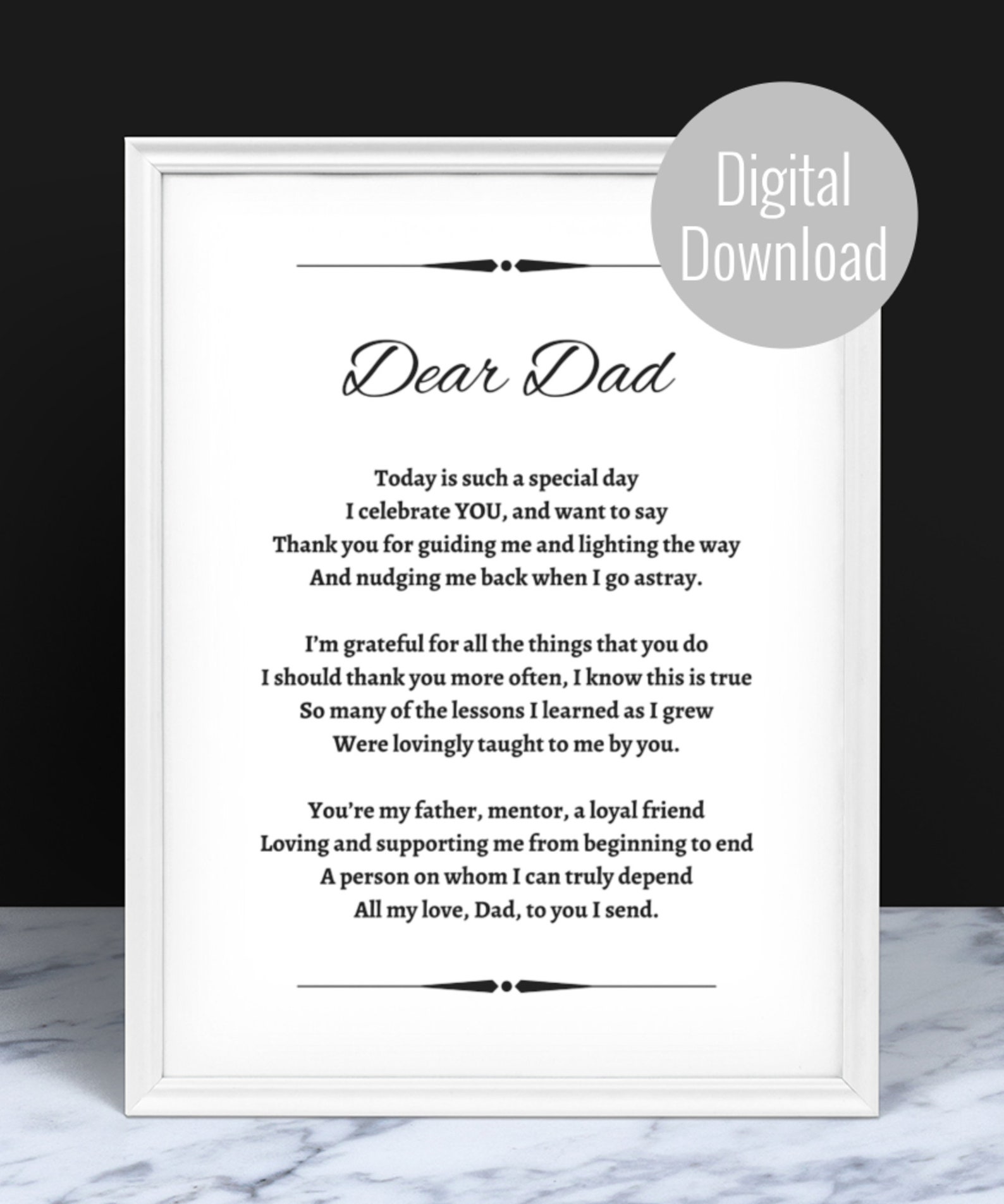 Original Dad Poem, Father Poem Digital Download Printable, Poems for ...