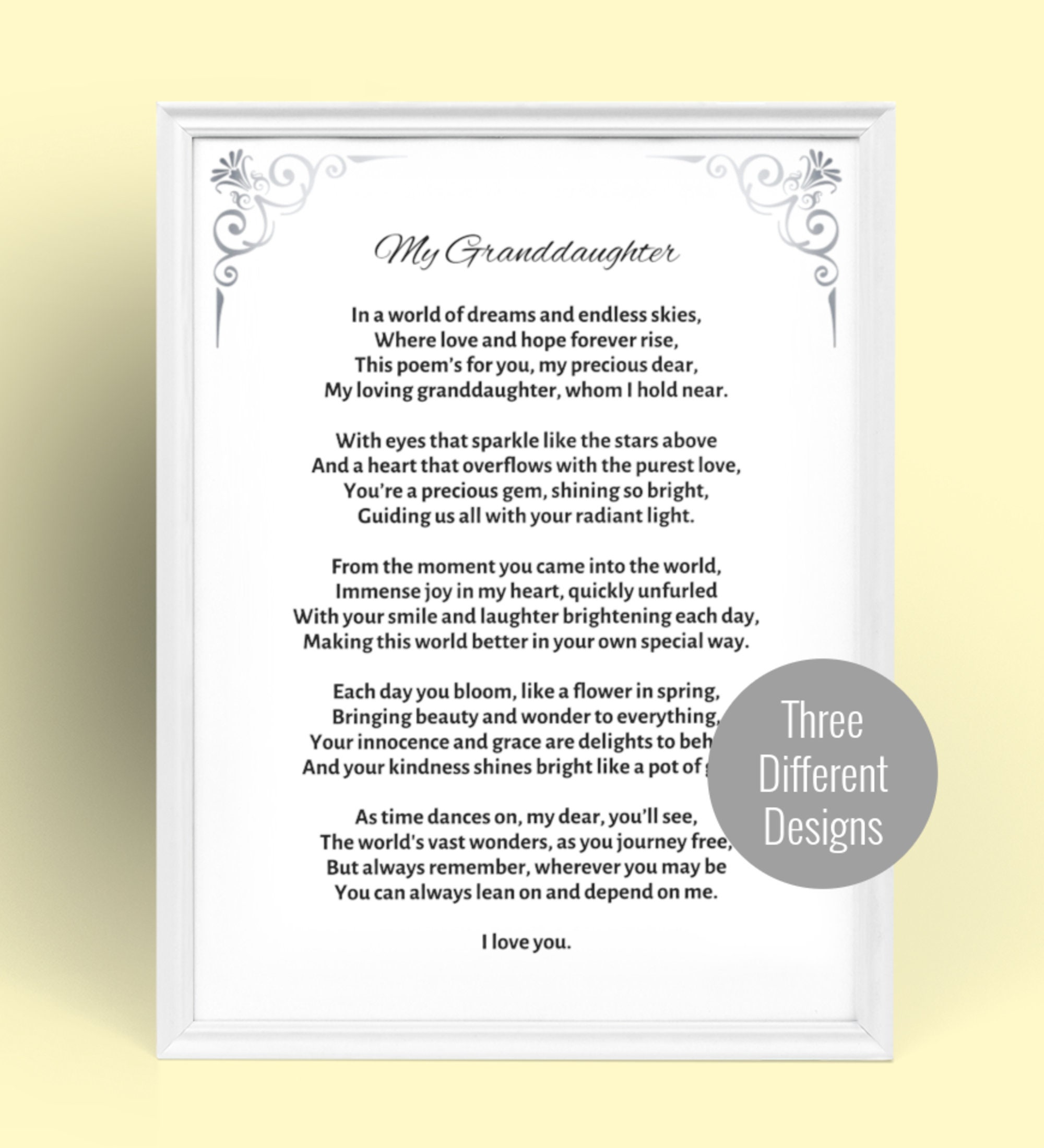 Granddaughter Birthday Poem Digital Download Print, Granddaughter ...