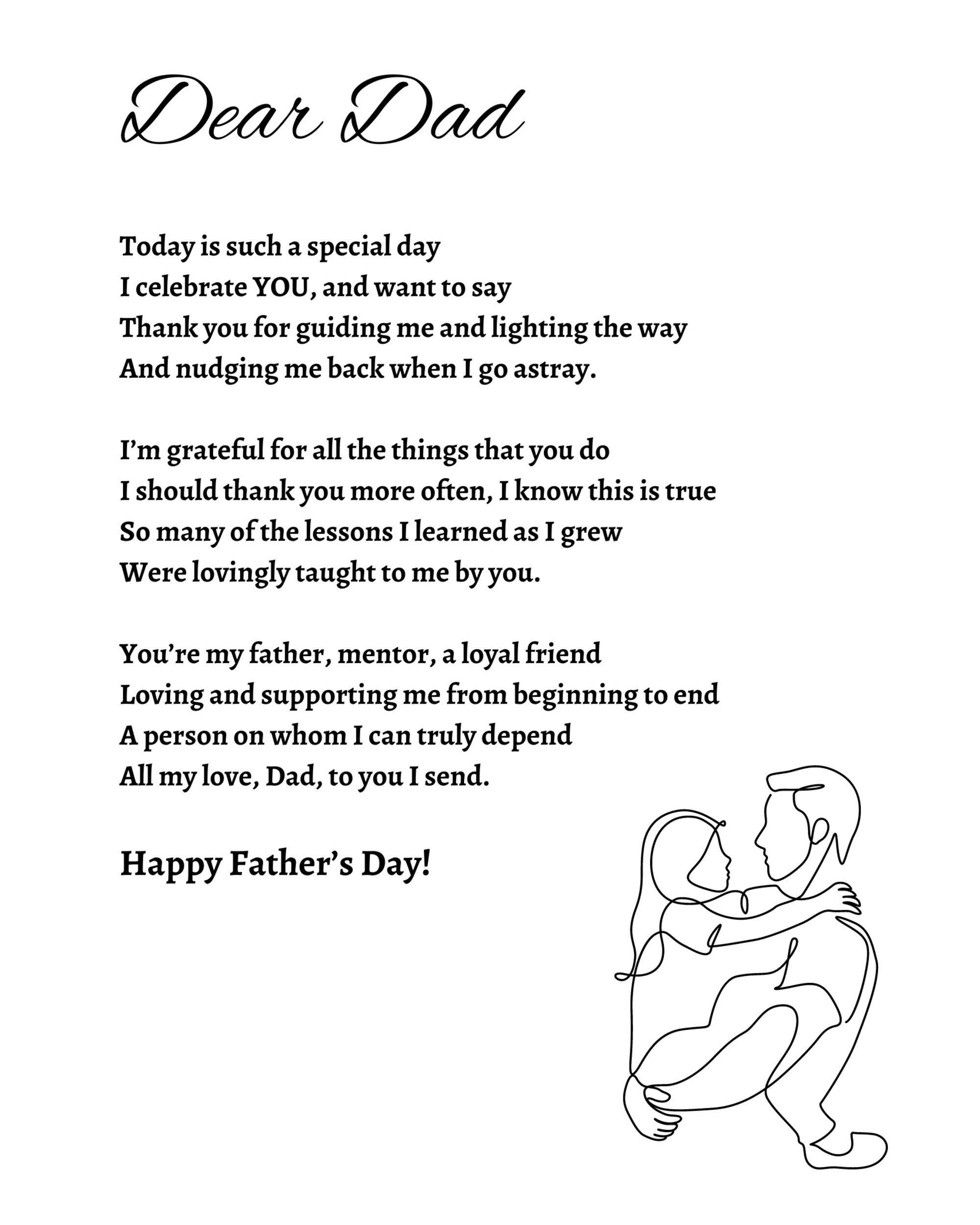 Father's Day Poem Wall Art Gift, Daddy and Daughter Printable Poem ...