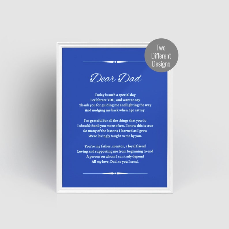 Original Dad Poem, Father Poem Digital Download Printable, Poems for ...