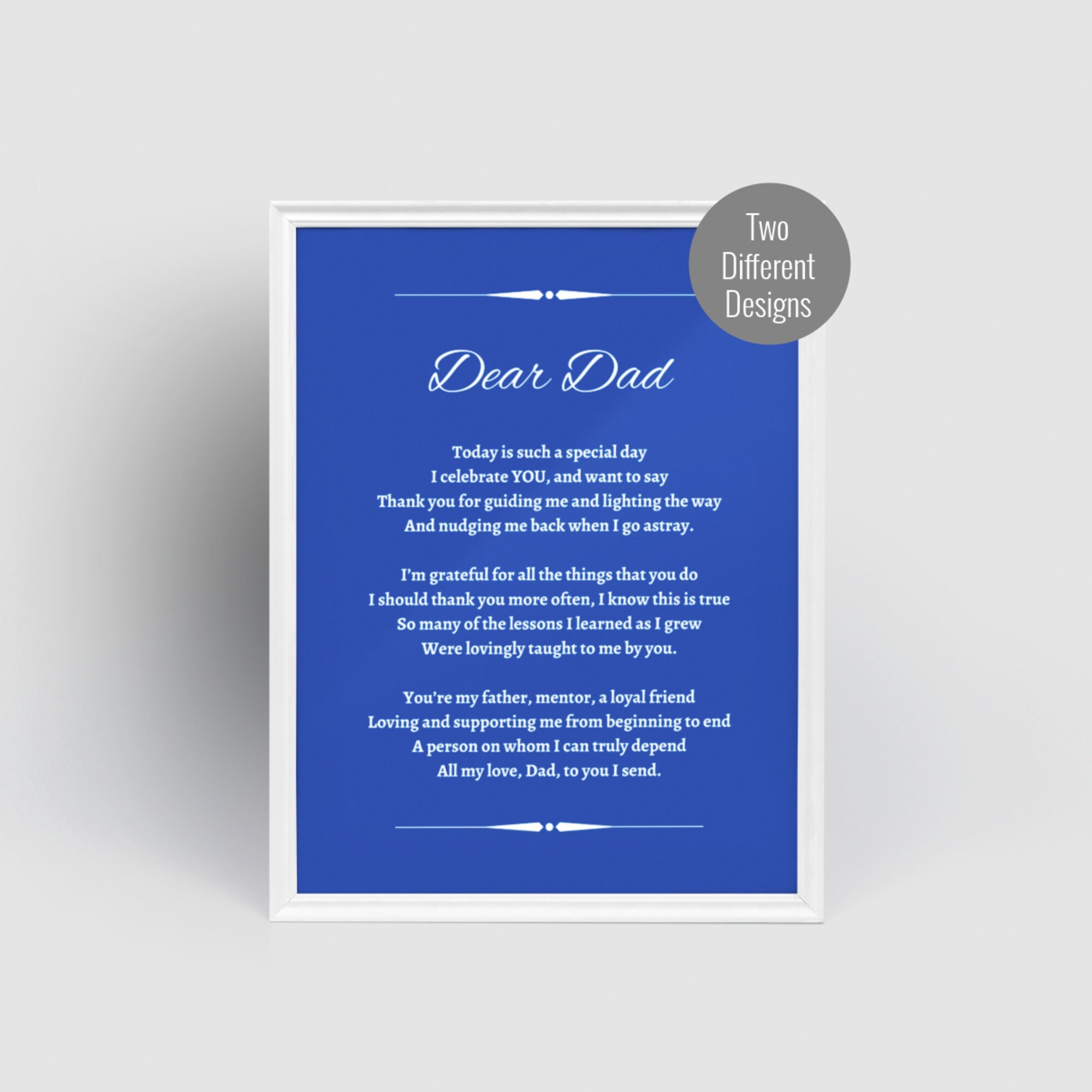 Original Dad Poem Father Poem Digital Download Printable - Etsy UK