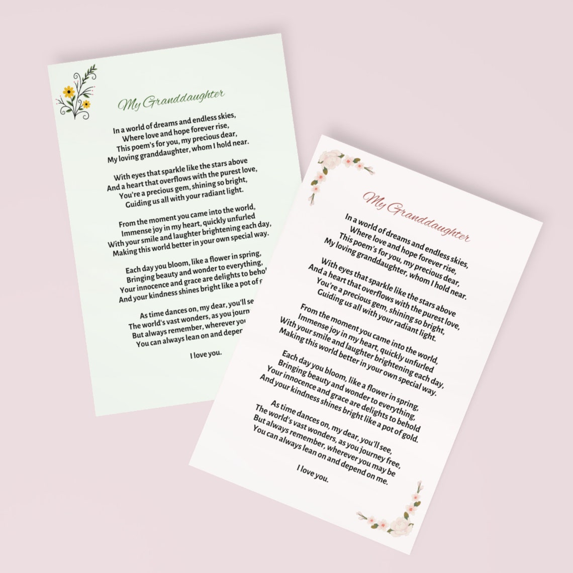 Granddaughter Poem Card, Birthday Poem for My Granddaughter ...