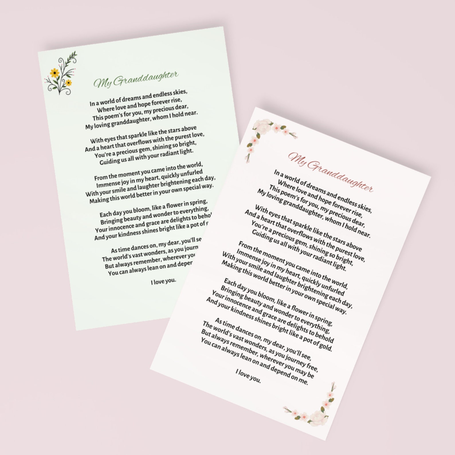 Granddaughter Poem Card, Birthday Poem for My Granddaughter ...