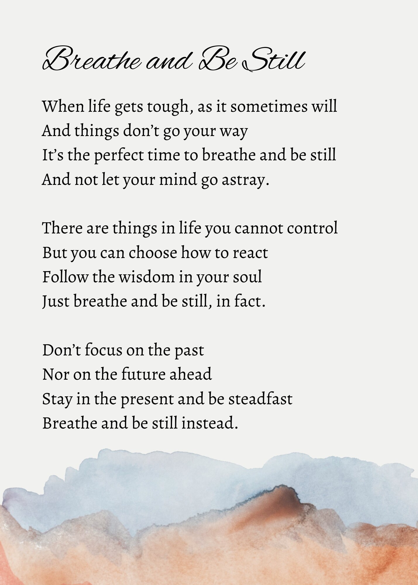 Breathe Poem, Original Calm Poem, Poems About Peace and Calmness ...