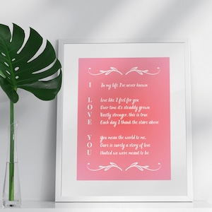 Acrostic I Love You Poem Print, Romantic Gift (digital Download) - Etsy