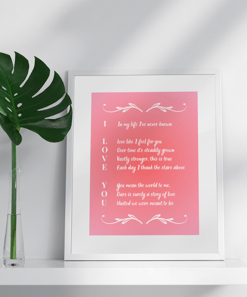 Acrostic I Love You Poem Print, Romantic Gift (digital Download) - Etsy