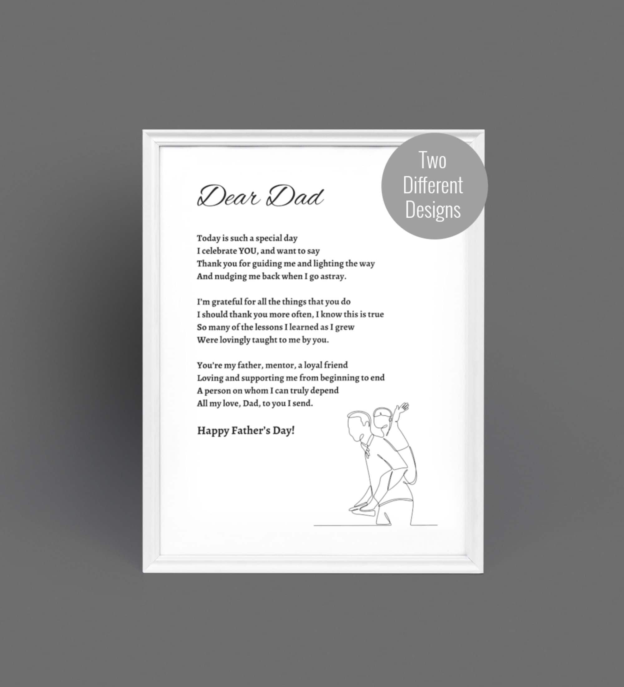 Father's Day Poem Wall Art Download, Original Printable Poem Poster for ...