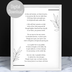 Uplifting Funeral Poem, Memorial Verse (digital Download) - Etsy
