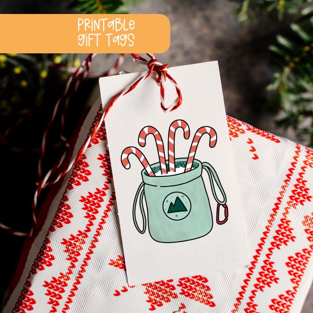 Candy Cane Chalk Bag Printable Gift Tags: Printable Rock Climbing Gift ...