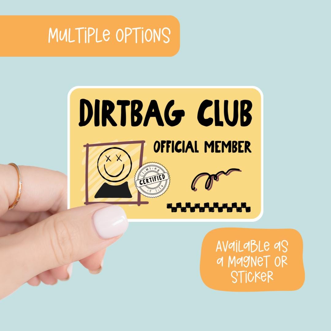 Dirtbag Club ID Card Waterproof Sticker or Magnet - Etsy