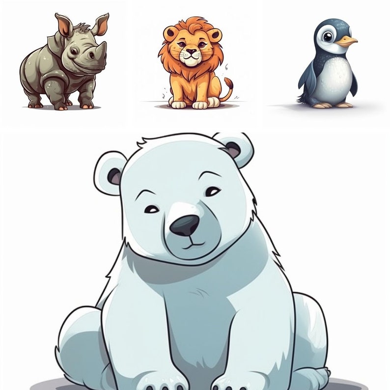 Cartoon Style Animals, Clipart, Stickers,png Format, Instant Download ...