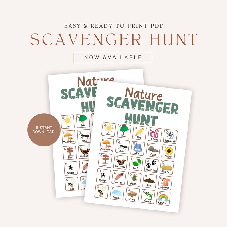 Nature Scavenger Hunt, Printable Outdoor Treasure Hunt, Camping Games ...