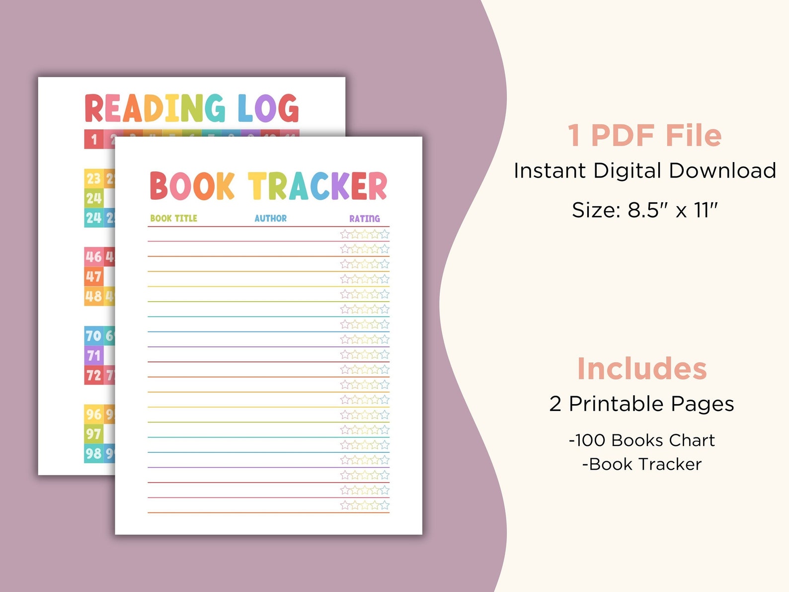 Student Reading Log, Rainbow Reading Tracker, Kids Rainbow Reading Log ...