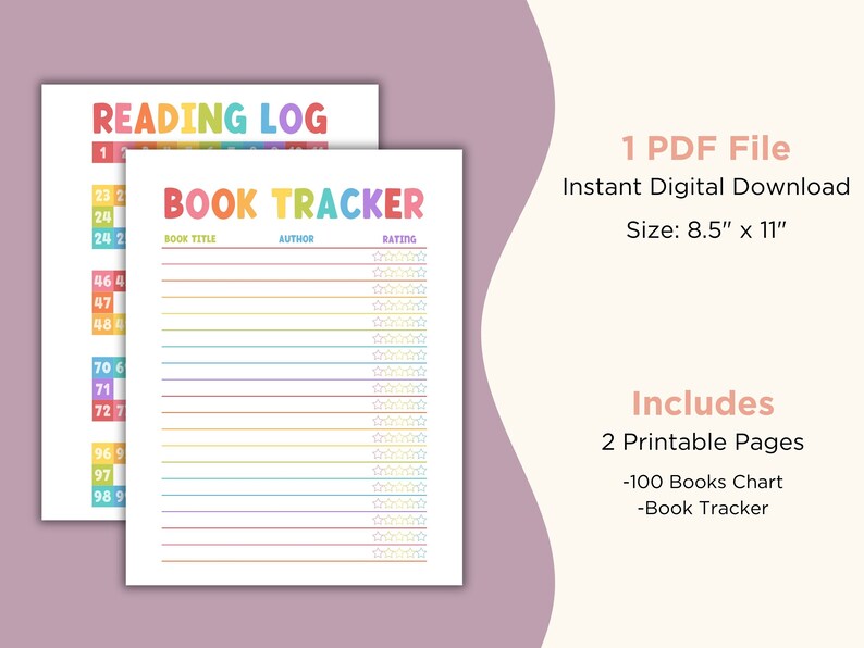 Student Reading Log, Rainbow Reading Tracker, Kids Rainbow Reading Log ...