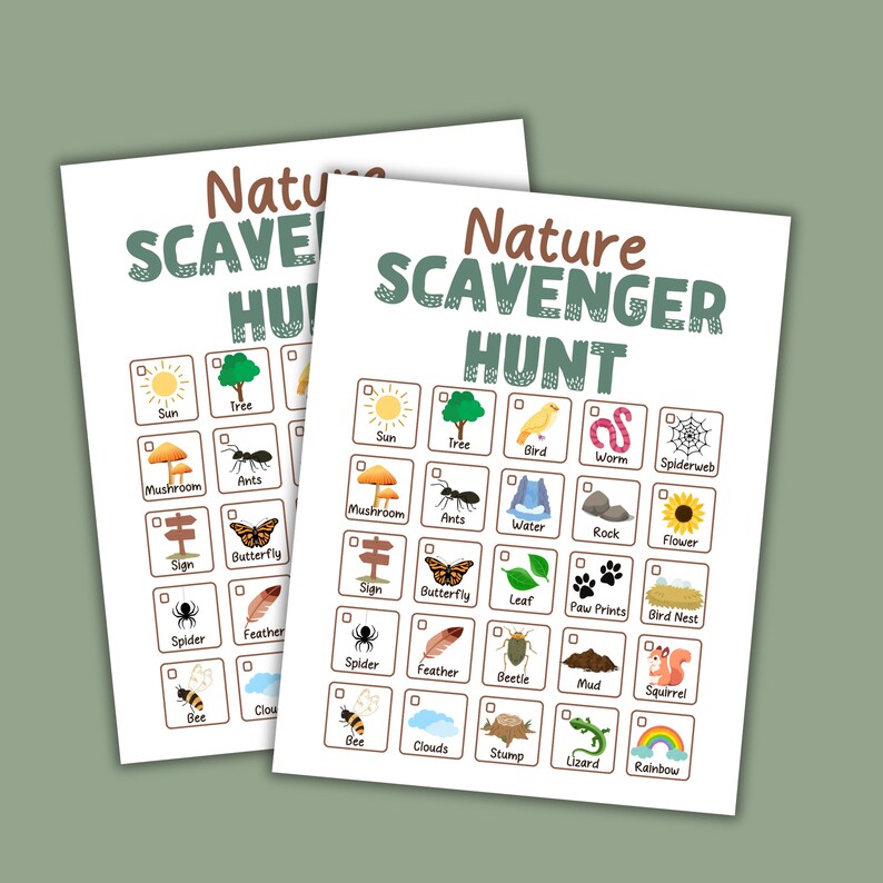 Nature Scavenger Hunt, Printable Outdoor Treasure Hunt, Camping Games ...