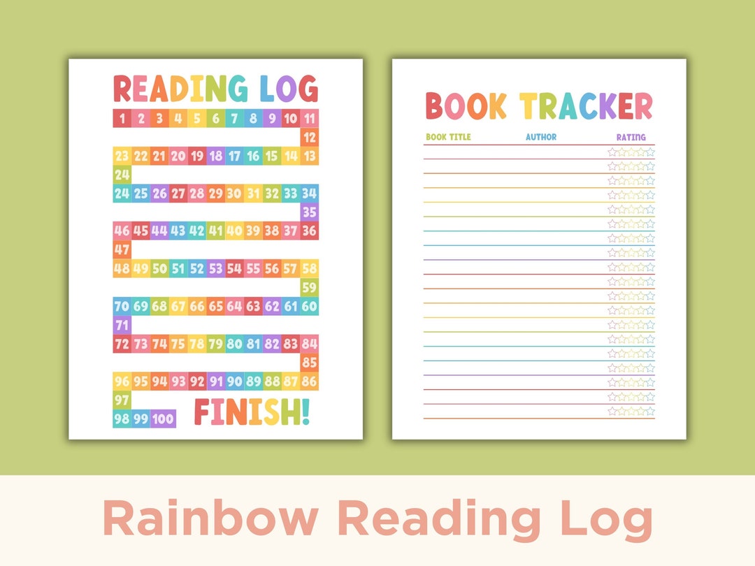Student Reading Log, Rainbow Reading Tracker, Kids Rainbow Reading Log ...