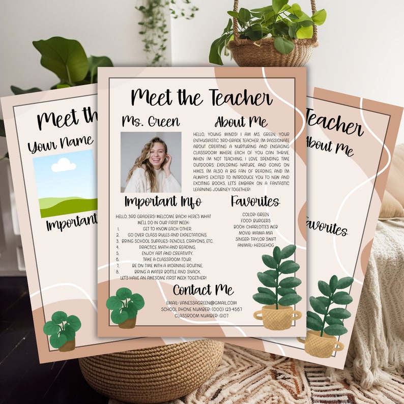 Meet the Teacher Template, Editable Teacher Printable, Back to School ...