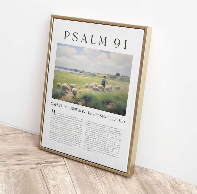 Psalm 91 Wall Art Printable, Bible Verse Wall Art, Christian Scripture ...