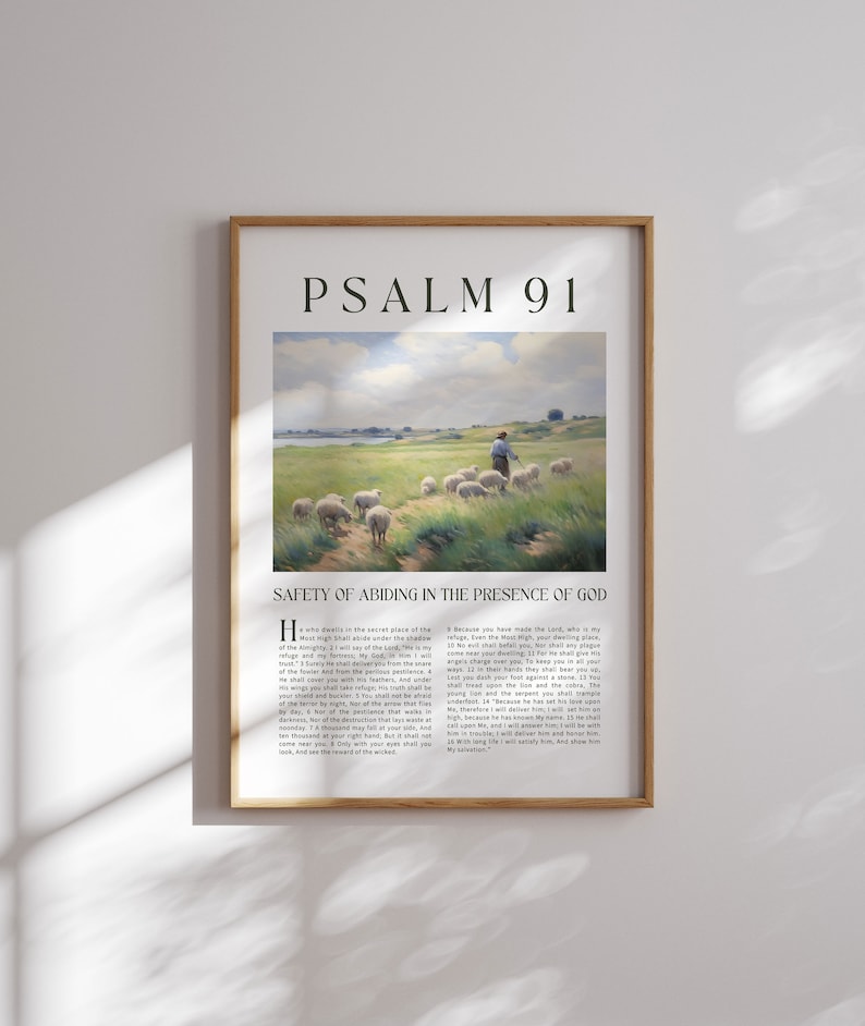 Psalm 91 Wall Art Printable, Bible Verse Wall Art, Christian Scripture ...