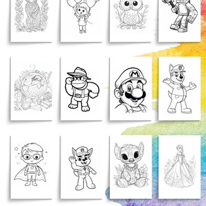Mega Bundle 100 Coloring Pages for Kids, Popular Characters, A4 Format ...