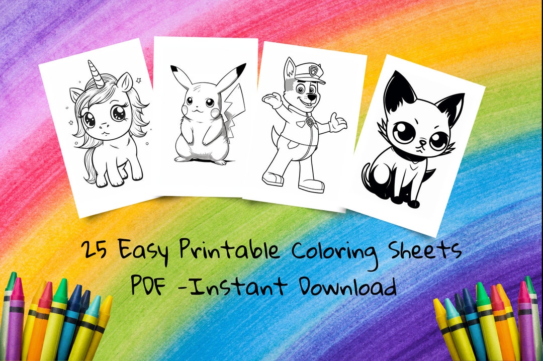 25 Printable Coloring Pages for Kids, Popular Kids Characters, Coloring ...