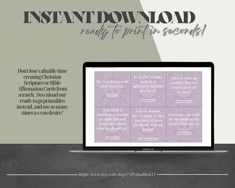 24 Christian Scripture Cards, Printable, Faith Affirmations, Digital ...