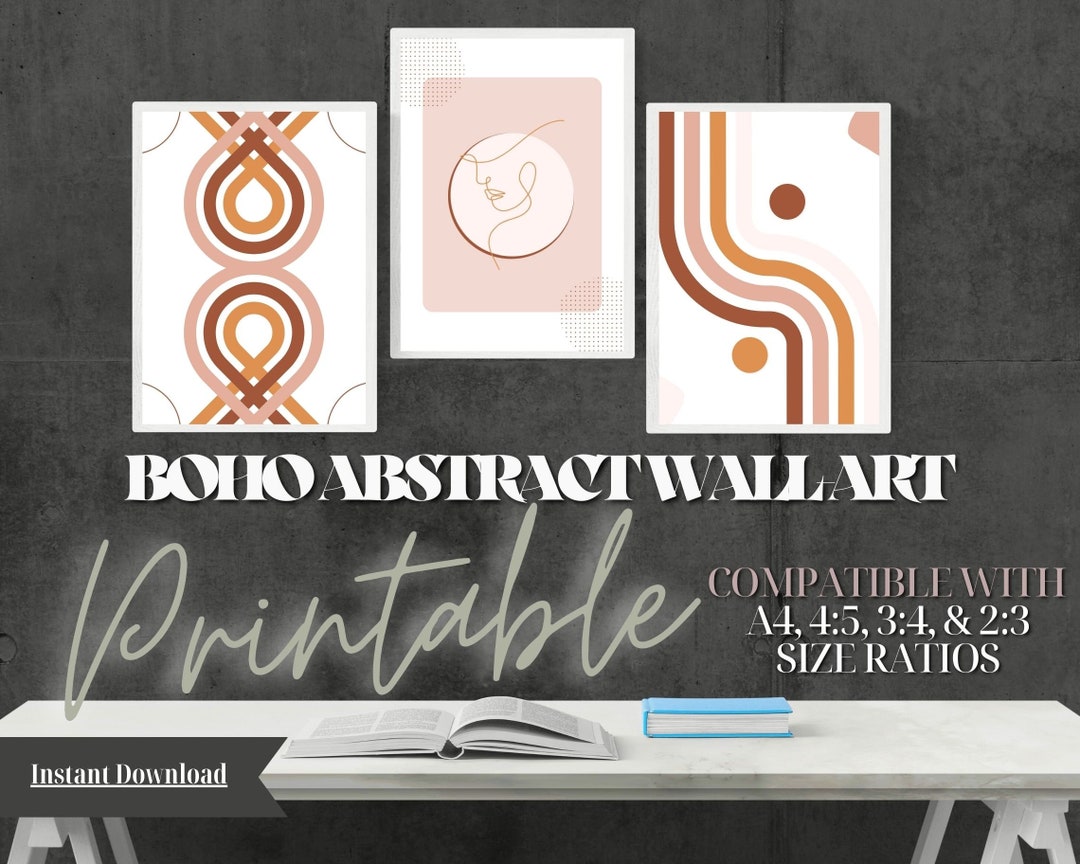 Boho Abstract Wall Art, Printable, Digital Item, Instant Download, Home ...