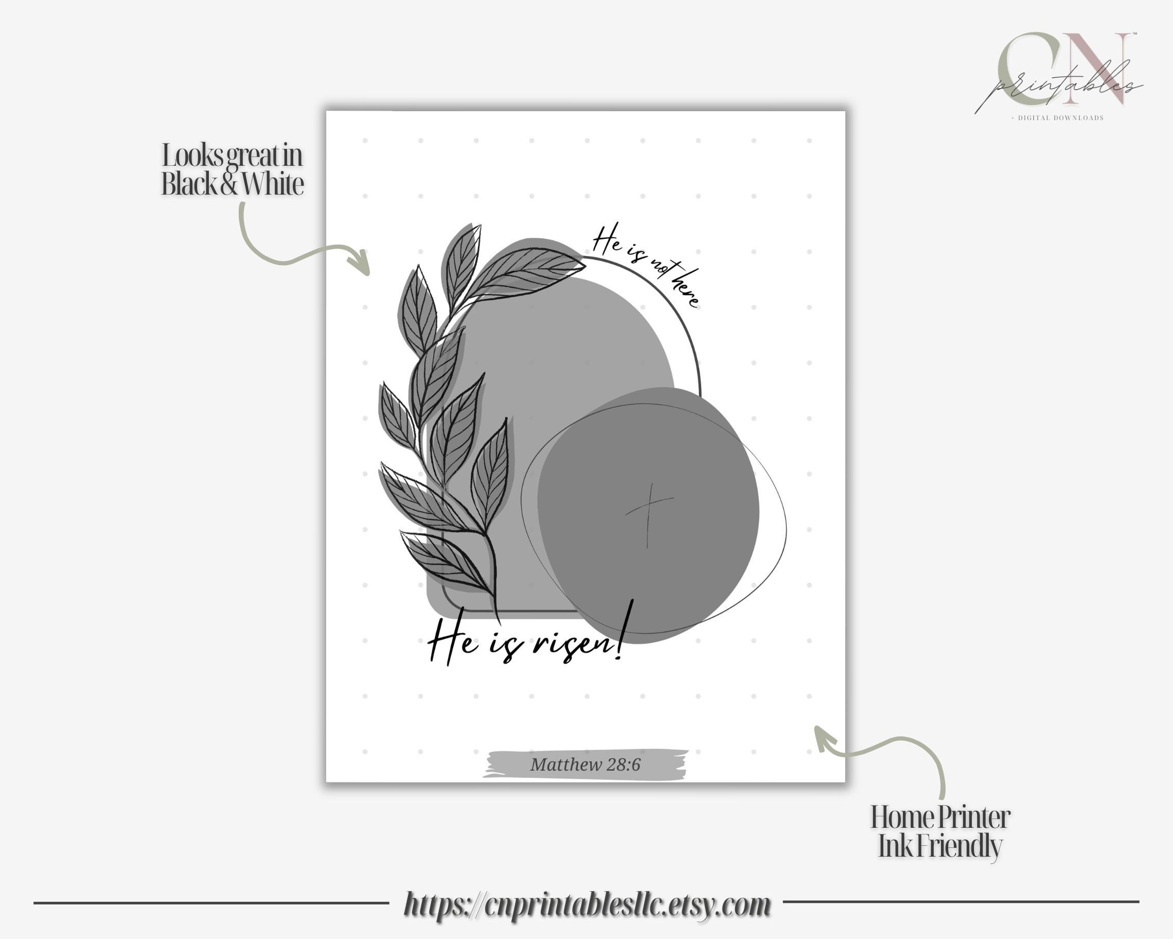 Boho He is Risen Printable Card, Easter Greeting, Christian Bible Verse ...