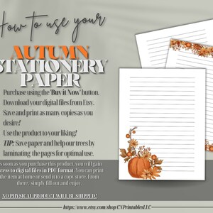 Autumn Stationery Paper Set of 6, Printable, Journal, Fall, Digital ...