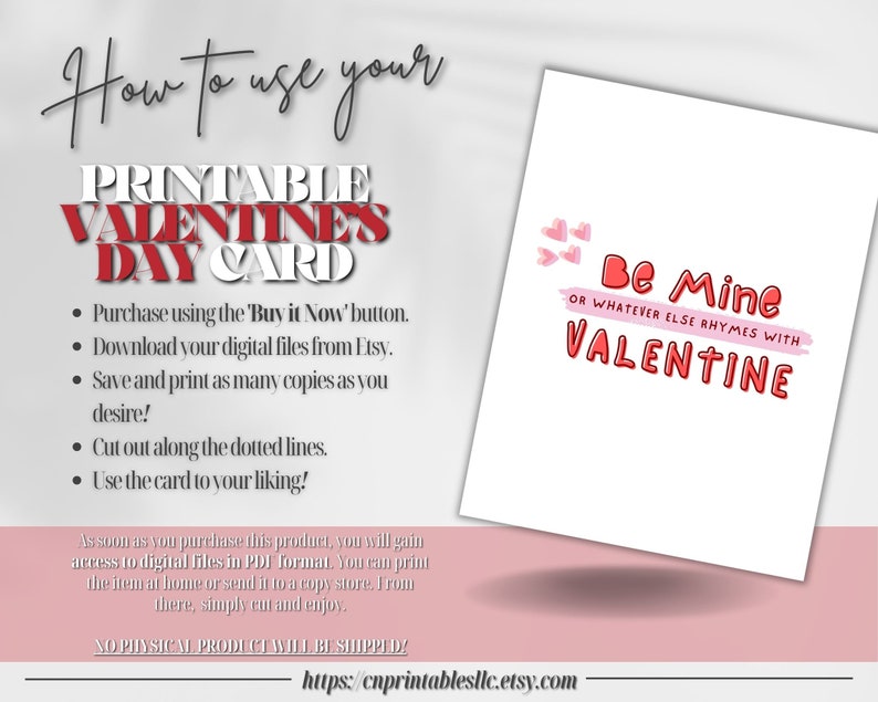 Cute Be Mine Valentine's Day Card, Printable, Instant Download, Digital ...