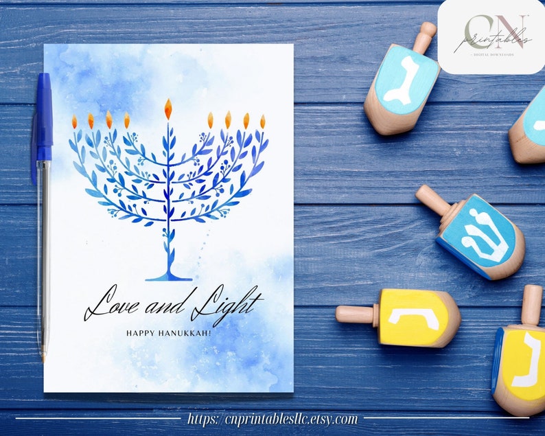 Elegant Hanukkah Card, Printable, Instant Download, Digital File, PDF ...