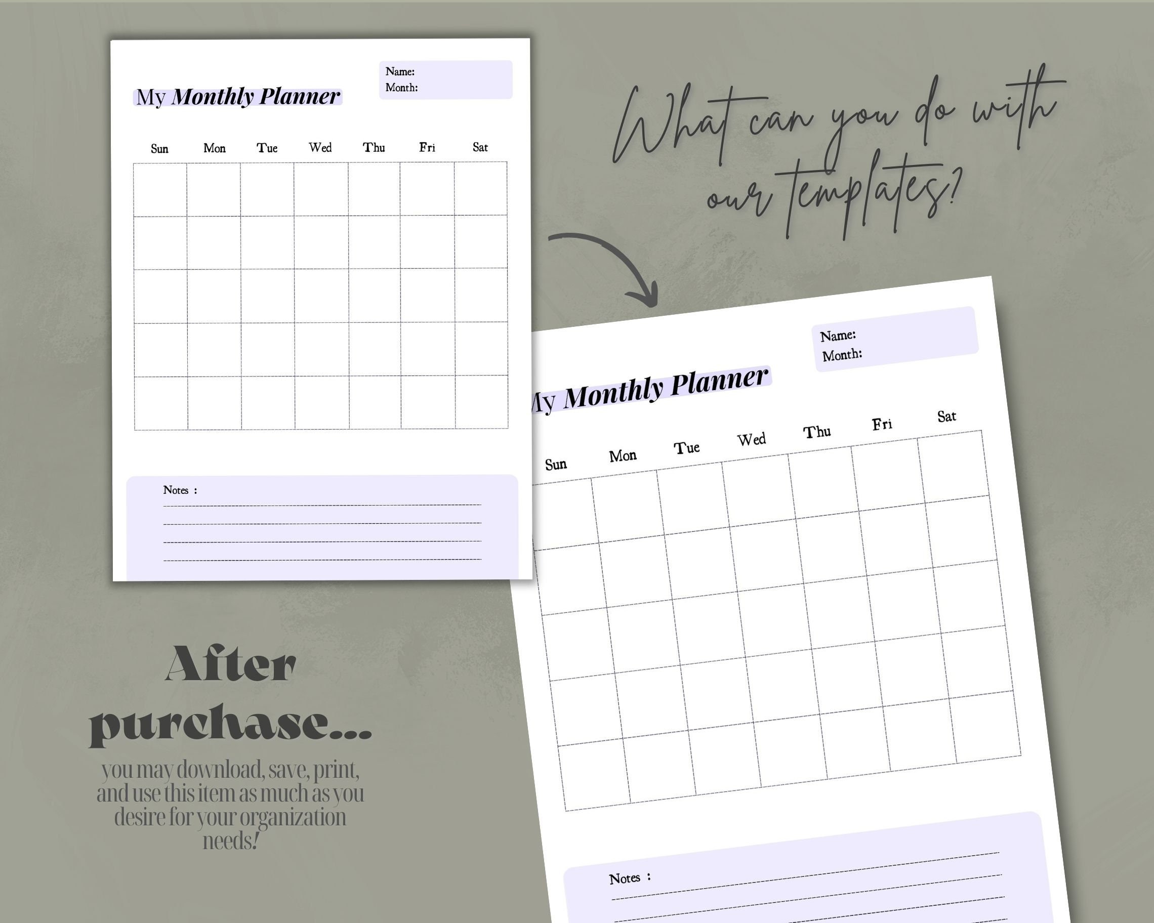My Monthly Planner Template, Month at a Glance, Printable Blank ...