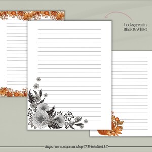 Autumn Stationery Paper Set of 6, Printable, Journal, Fall, Digital ...