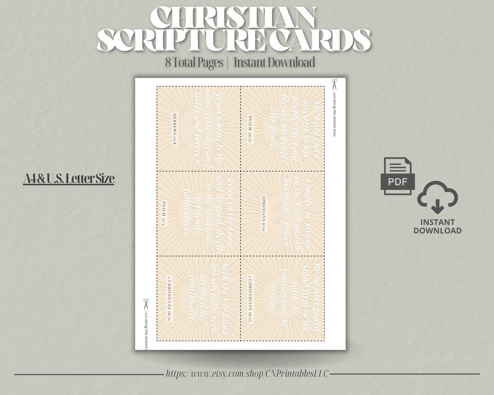 24 Christian Scripture Cards, Printable, Faith Affirmations, Digital ...