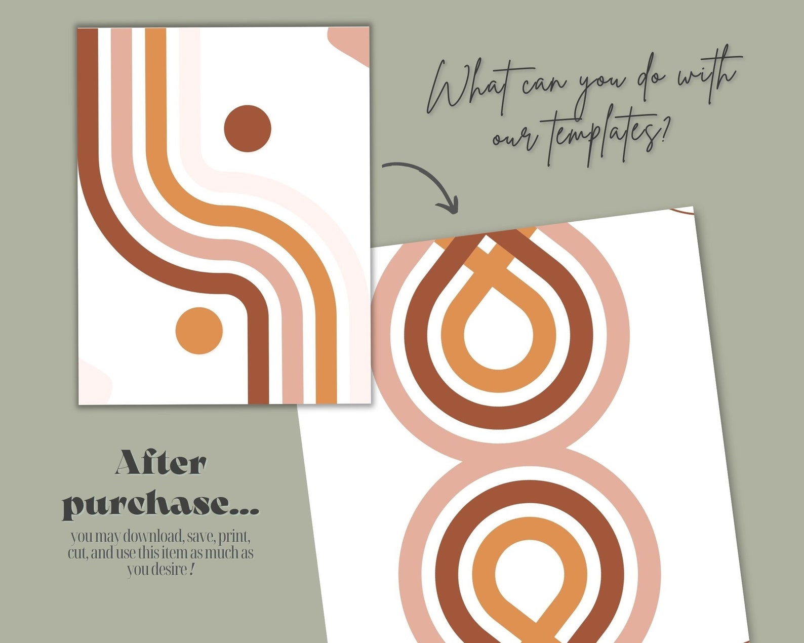 Boho Abstract Wall Art Printable Digital Item Instant - Etsy