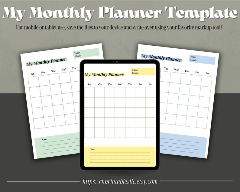 My Monthly Planner Template, Month at a Glance, Printable Blank ...