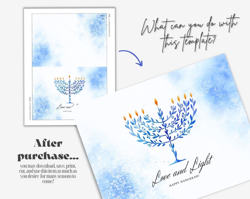 Elegant Hanukkah Card, Printable, Instant Download, Digital File, PDF ...