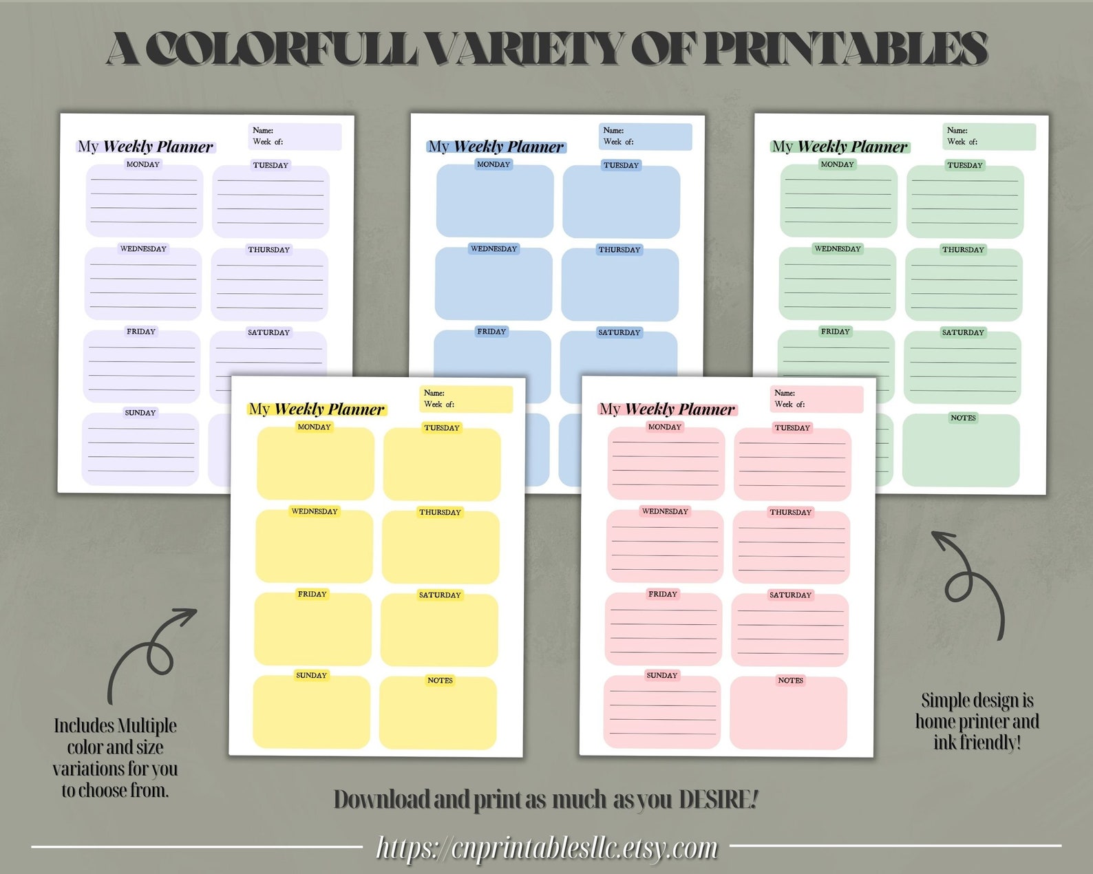 My Weekly Planner Template, Week at a Glance, Printable Organizer, A4 ...